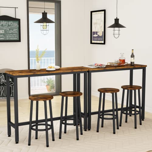 AWQM 3 Piece Bar Table Set, Industrial Pub Height Table with 2 Bar Stools,Dining Room Table Set, 47.2" Table and Classic Round Chairs Set, Ideal for Kitchen,Living Room