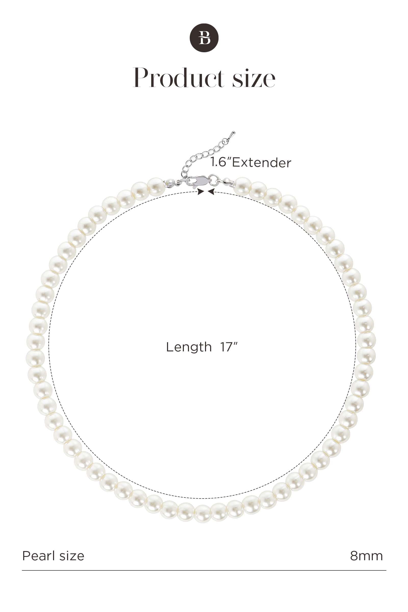 BABEYOND Round Imitation Pearl Necklace Wedding Pearl Necklace for Brides (Diameter of Pearl 8mm)