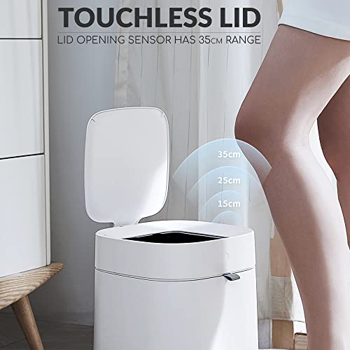 townew T Air X White 3.5 Gallon Smart Trash Can | Diaper Pail | Self-Sealing, Motion Activated, Rechargeable, Small
