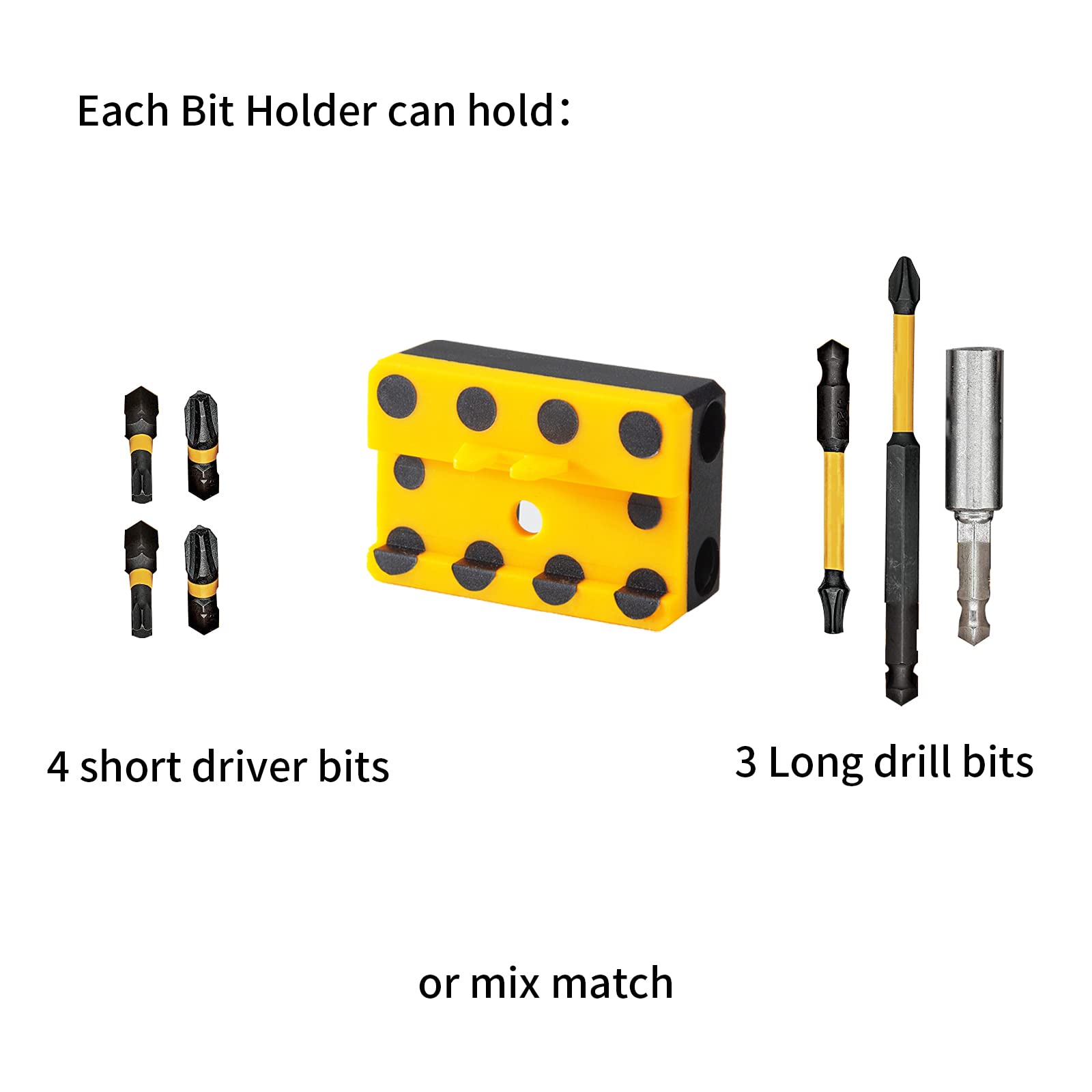 Bit Holder for Dewalt 20V Drill Bit Organizer for DeWalt Drills Carry Up to 4 Driver Bits on The Side of Your Power Tool or Driver (2 Pack)