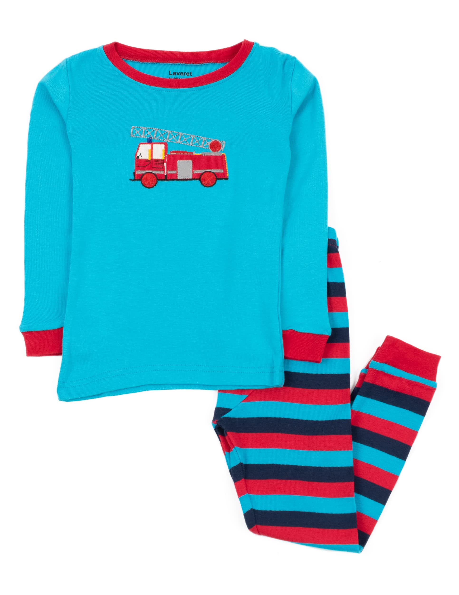 Leveret Fire Truck 2 Piece Pajama Set 100% Cotton 2 Years