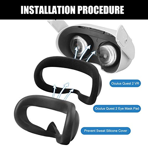 Eyglo VR Face Silicone Cover for Oculus Quest 2 Face Pad Cushion,Sweatproof Washable Light Blocking Meta Quest 2 Accessories (Black)