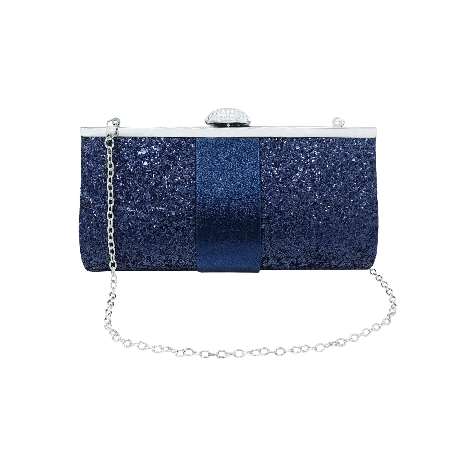 BABOMAREON Evening Bags Clutches Deatchable Chain Shoulder Crossbody Bag for Women Girls Navy Blue