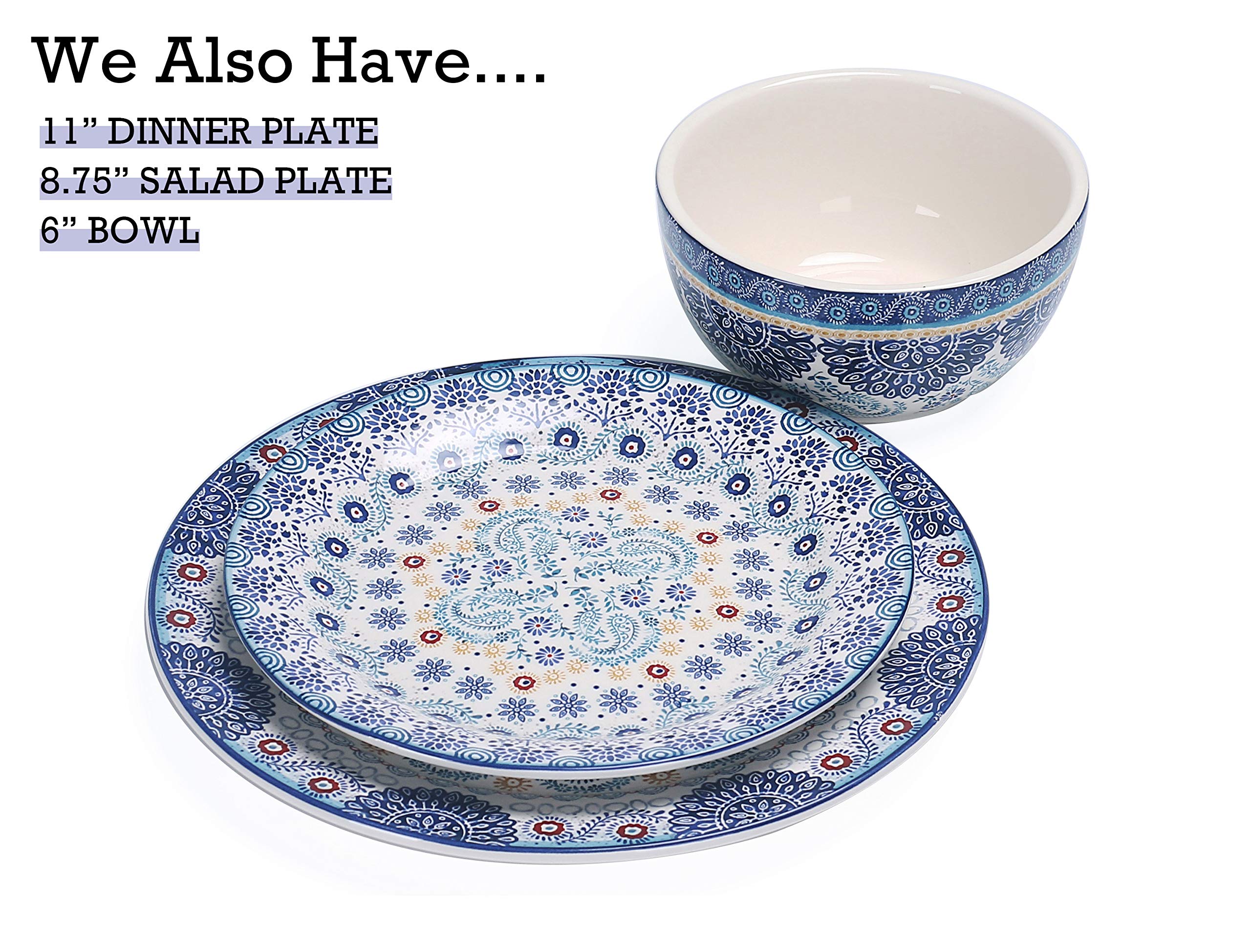 Bico Blue Talavera Ceramic 14 inch Rectangular Serving Platter, Set of 2, for Serving Salad, Pasta, Cheese, Ham, Appetizer, Microwave & Dishwasher Safe