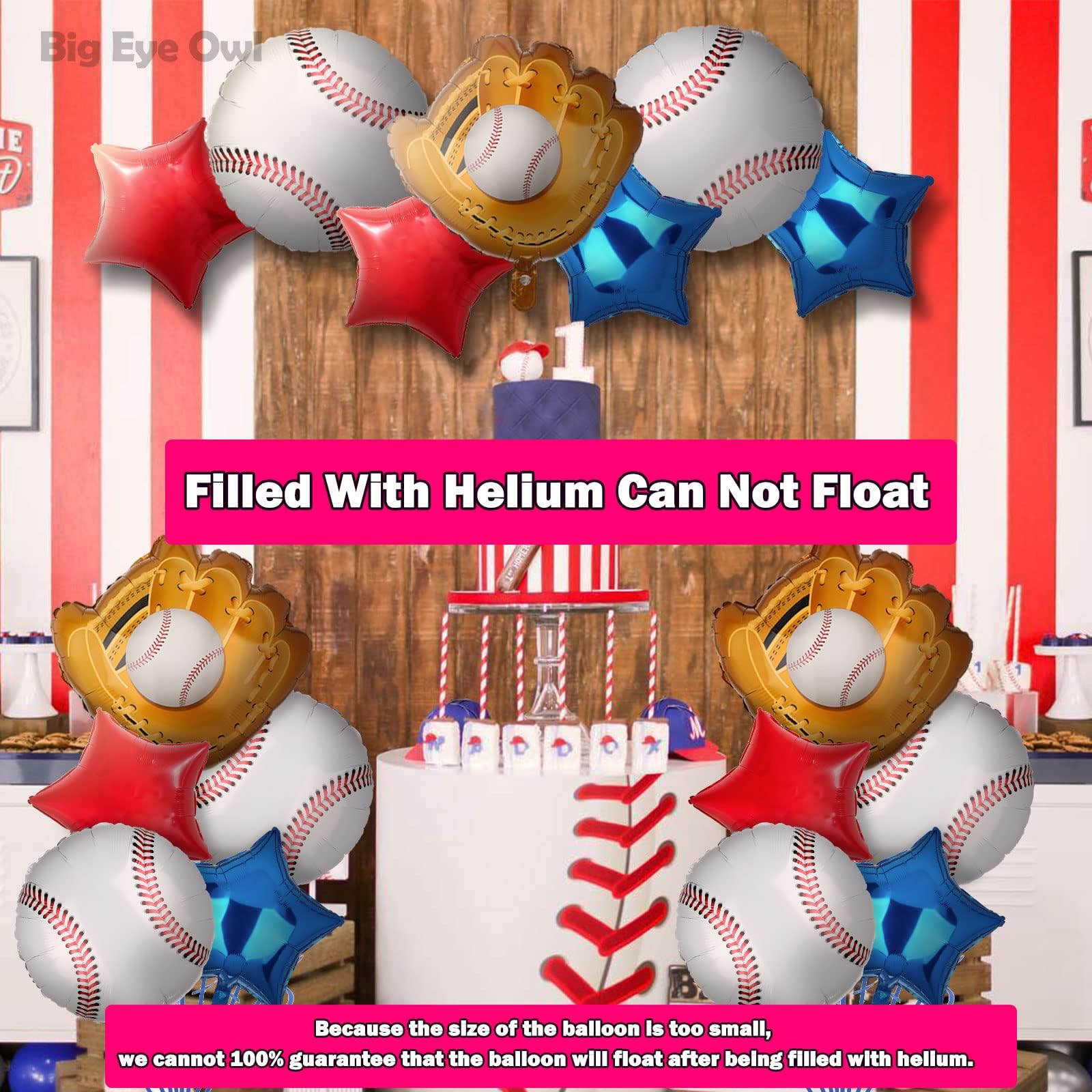 Baseball Birthday Party Foil Balloons Set Decorations Glove Round Baseball Theme Mylar Confetti Balloon Supplies Baby Shower
