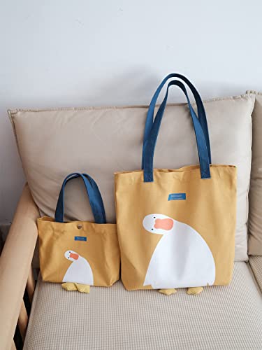 AWXZOM Cute Canvas Tote Bag graphic tote bag funny bags Lunch Grocery (yellow duck)