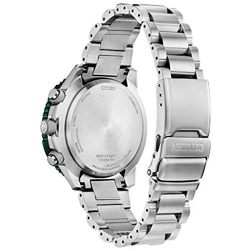 Citizen Men's Promaster Air Eco-Drive Pilot Chronograph Watch, Atomic Timekeeping Technology, 12/24 Hour Time, Power Reserve Indicator, Luminous Hands and Markers, Sapphire Crystal, Stainless/Green Dial