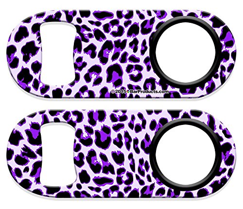 BarConic Mini Opener with Retractable Reel - Purple Cheetah