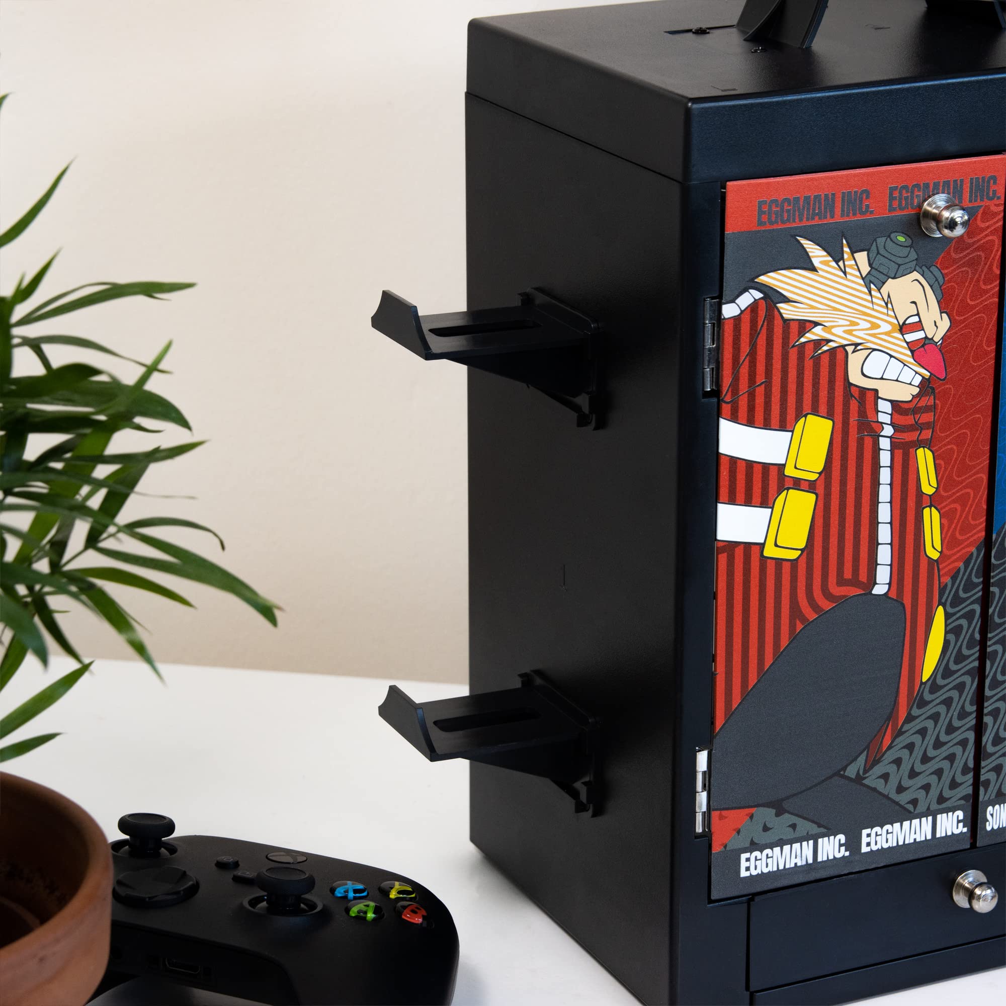 Numskull Official Sonic the Hedgehog Gaming Accessory Locker Storage Stand Holds 10 Games/DVDs–4 Controllers Headset & Accessories Durable Compact Organizer Official Sonic the Hedgehog Merchandise
