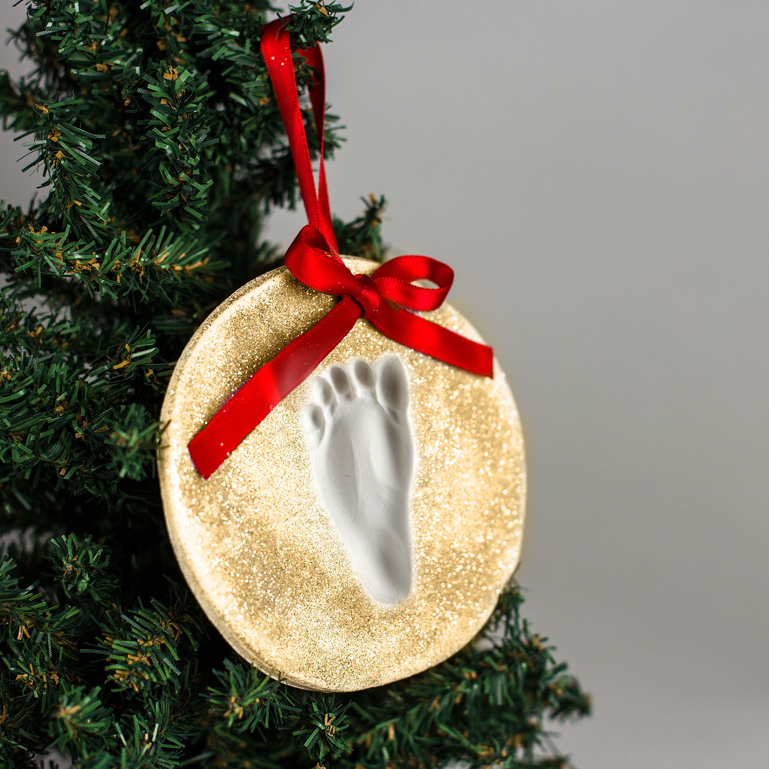 Lil Peach Mistletoes Footprint Christmas Tree Ornament, Babyprints Making Kit, DIY Newborn Holiday Keepsake, Baby's First Christmas