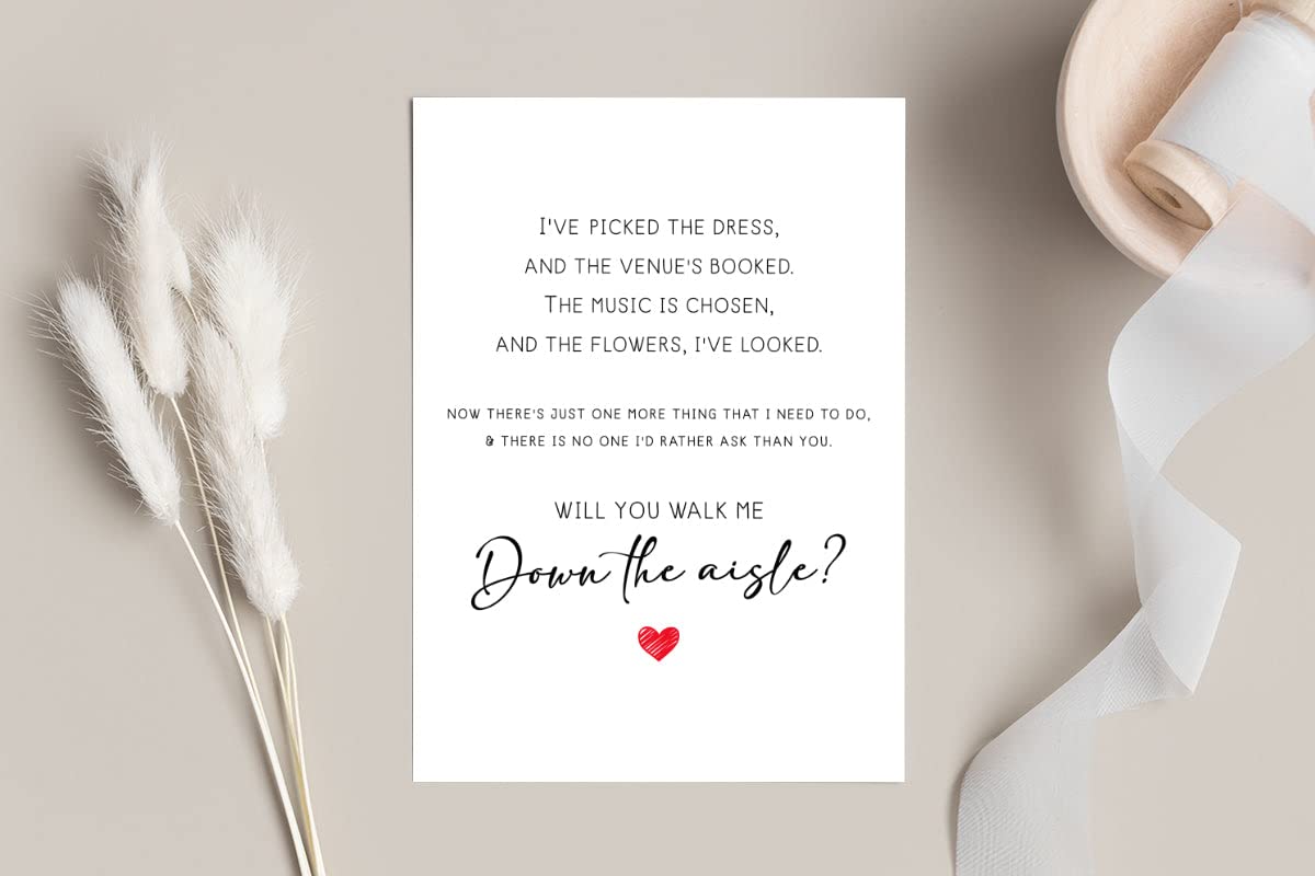 Will You Walk Me Down The Aisle - Proposal Note Card - No One I'd Rather Ask Poem - Gift From Bride 1