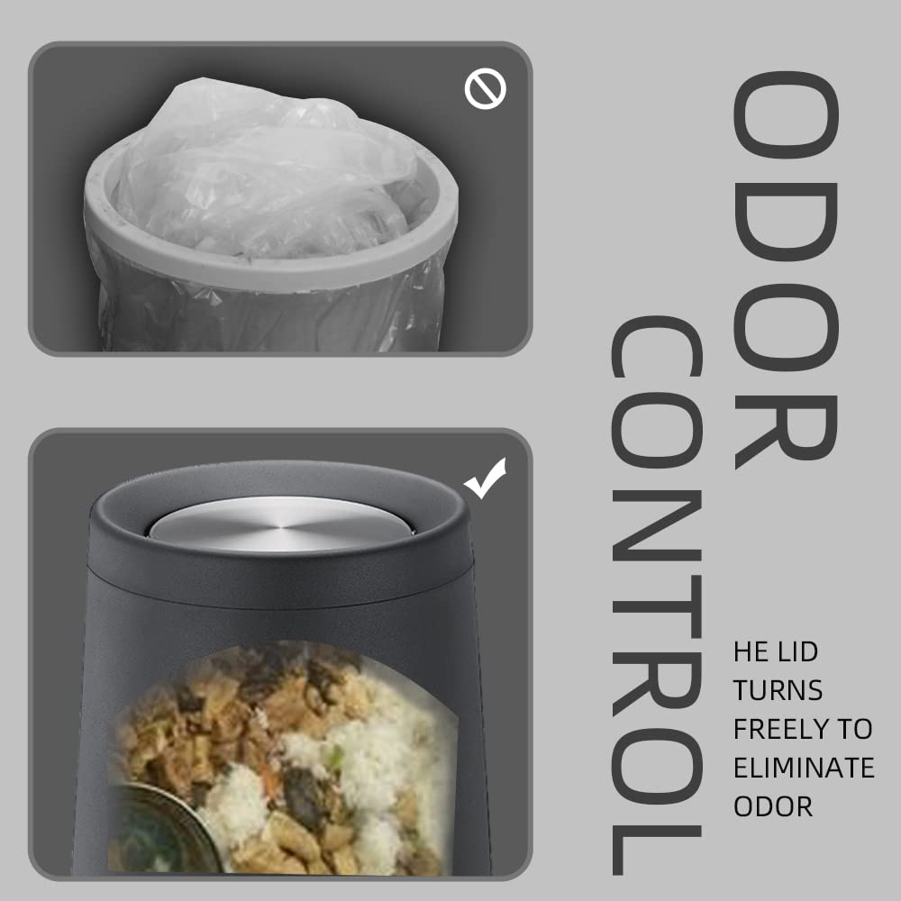 BRIEFHUMAN Household Swing Black Bathroom Trash Can,Brushed Stainless Steel,10 L/3 Gallen,Garbage Can with Flipping Lid, for Indoor or Commercial Use, Kitchen,Modern,Living Room,Bedroom