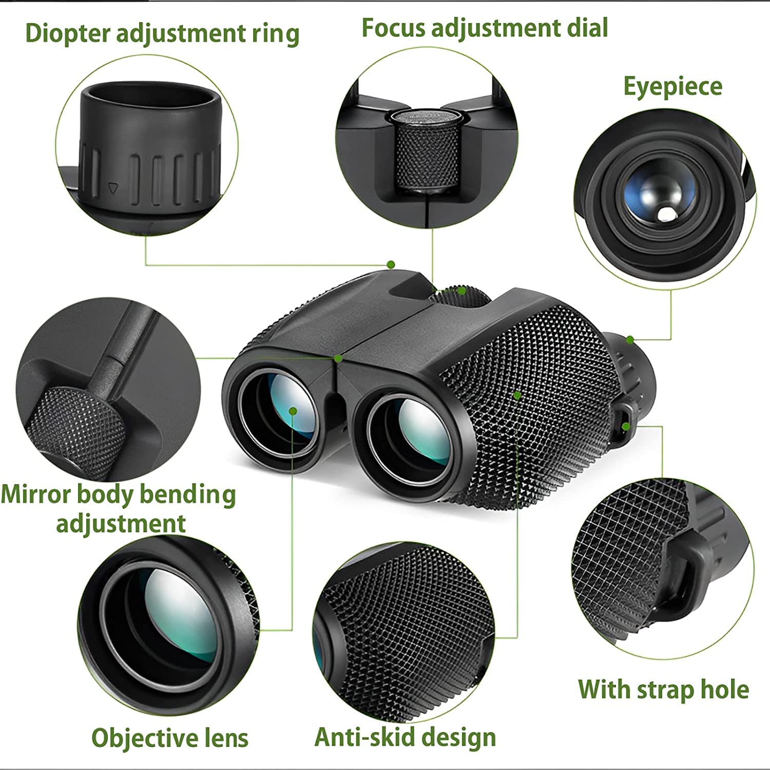 Binoculars for Adults,12x25 Compact Binoculars, Durable & Clear Binoculars for Adults Kids Bird Watching,Opera Concert, Travel, Hiking, Outdoor Scenery, Football Game