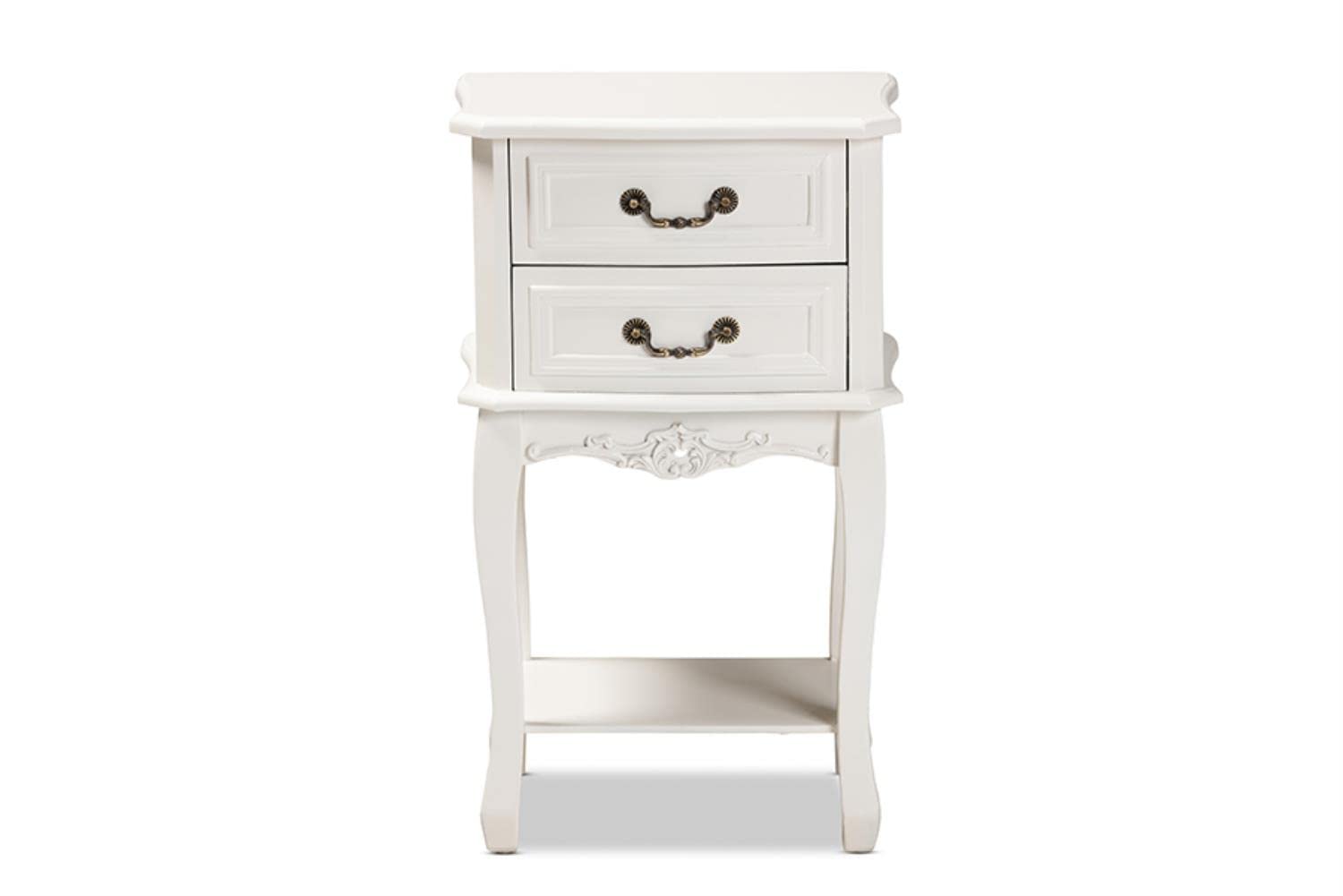 Baxton Studio Gabrielle Traditional French Country Provincial White-Finished 2-Drawer Wood Nightstand