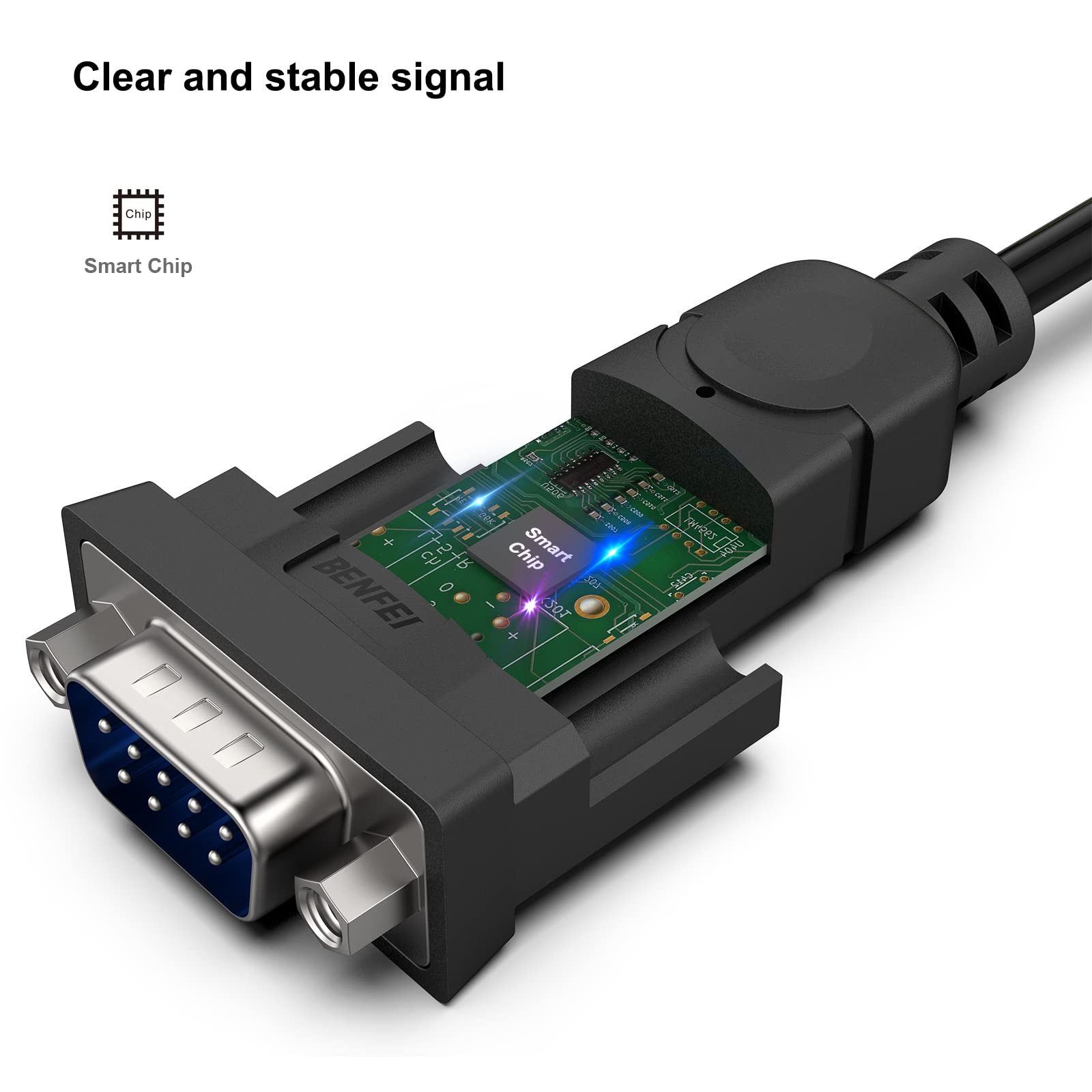 BENFEI USB to Serial Adapter,6 Feet USB to RS-232 Male (9-pin) DB9 Serial Cable, Prolific Chipset, Windows 11/10/8.1/8/7, Mac OS X 10.6 and Above(Not VGA)