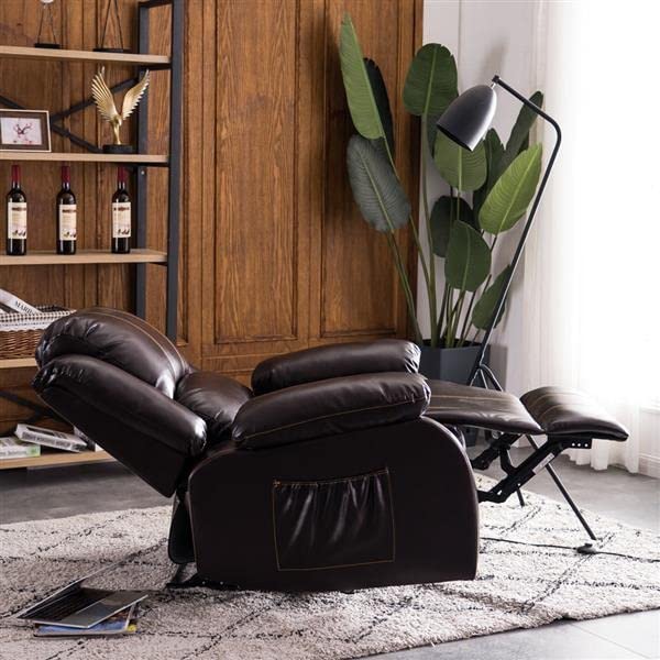 Angola AFLHYJK Electric Lift Function Recliner Massage Chair Dual Motor Dark Brown Comfortable&Durable Fabric PU Easy Adjustment