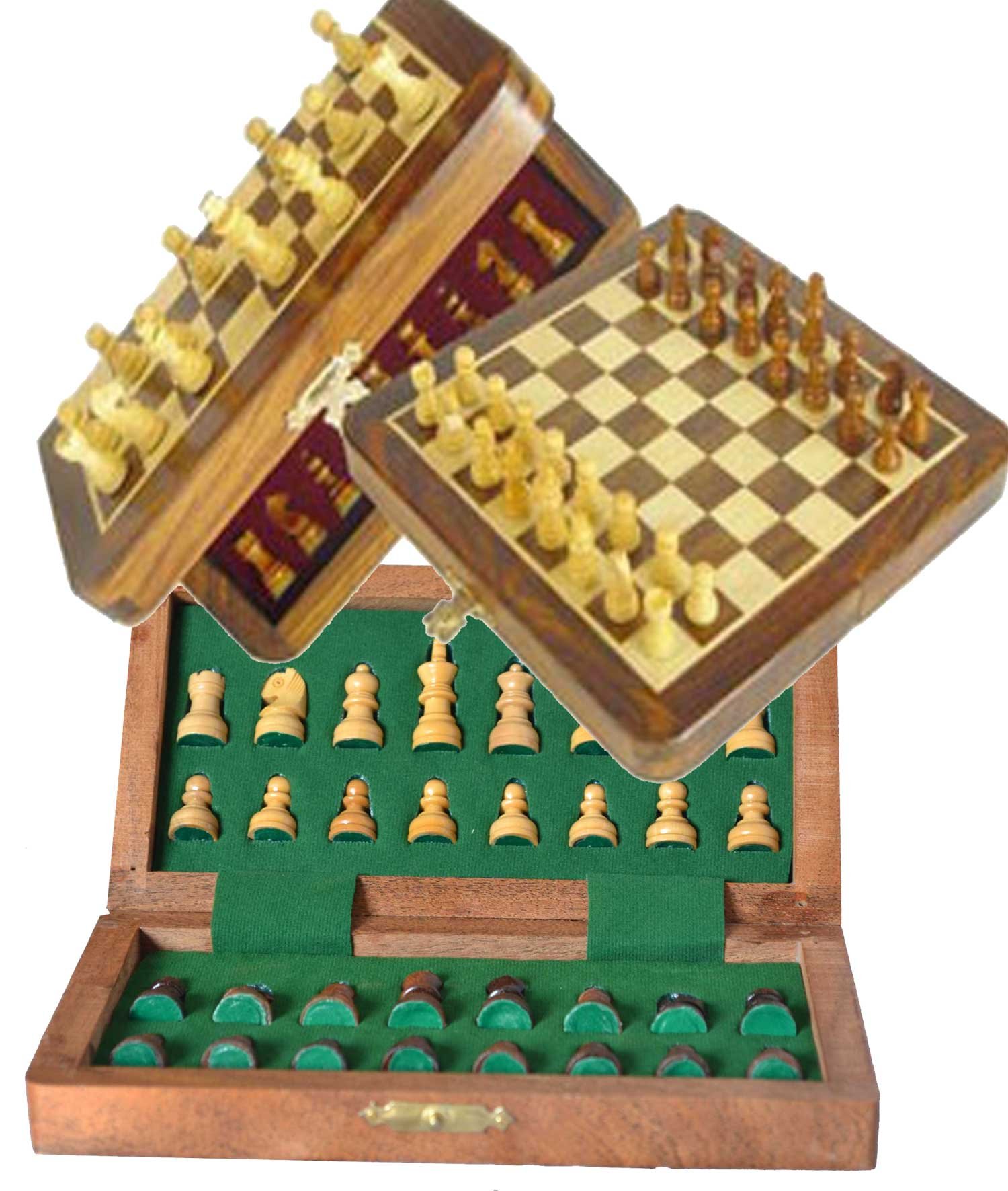 ChessBazar 10x10β Chess Set Chess Set with Bag - Folding Standard Magnetic Travel Chess Board Game Handmade in Fine Rosewood with Storage for Chessmen