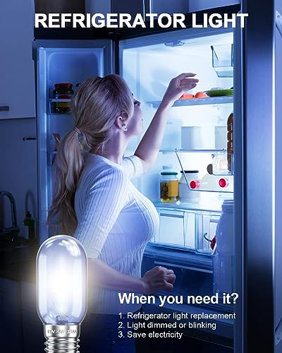 AXKJEVY Refrigerator Light Bulb 40 Watt 297048600 241552802 Compatible with Frigidaire Kenmore Whirlpool Electrolux KitchenAid Fridge Light Bulbs Replacement Freezer Bulb T8 E17 Lamp Light (3)
