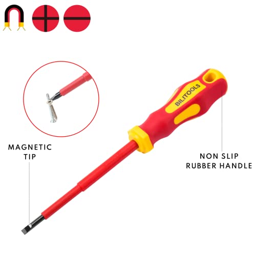 BILITOOLS Insulated Screwdriver & Pliers Set, 1000V Electrical Tools for Electrician Magnetic Phillips Slotted Pozidriv Tips