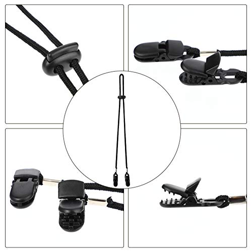Black Adjustable Hat Strap Clips Windproof Strap Clips Retainers Anti-Lost Strap with Cord Locks for Sports (Classic Style)