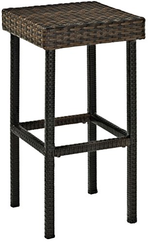 Crosley Furniture Palm Harbor 3-Piece Wicker Outdoor Bar Set with Two Stools for Backyard, Patio, Deck, Balcony, Brown