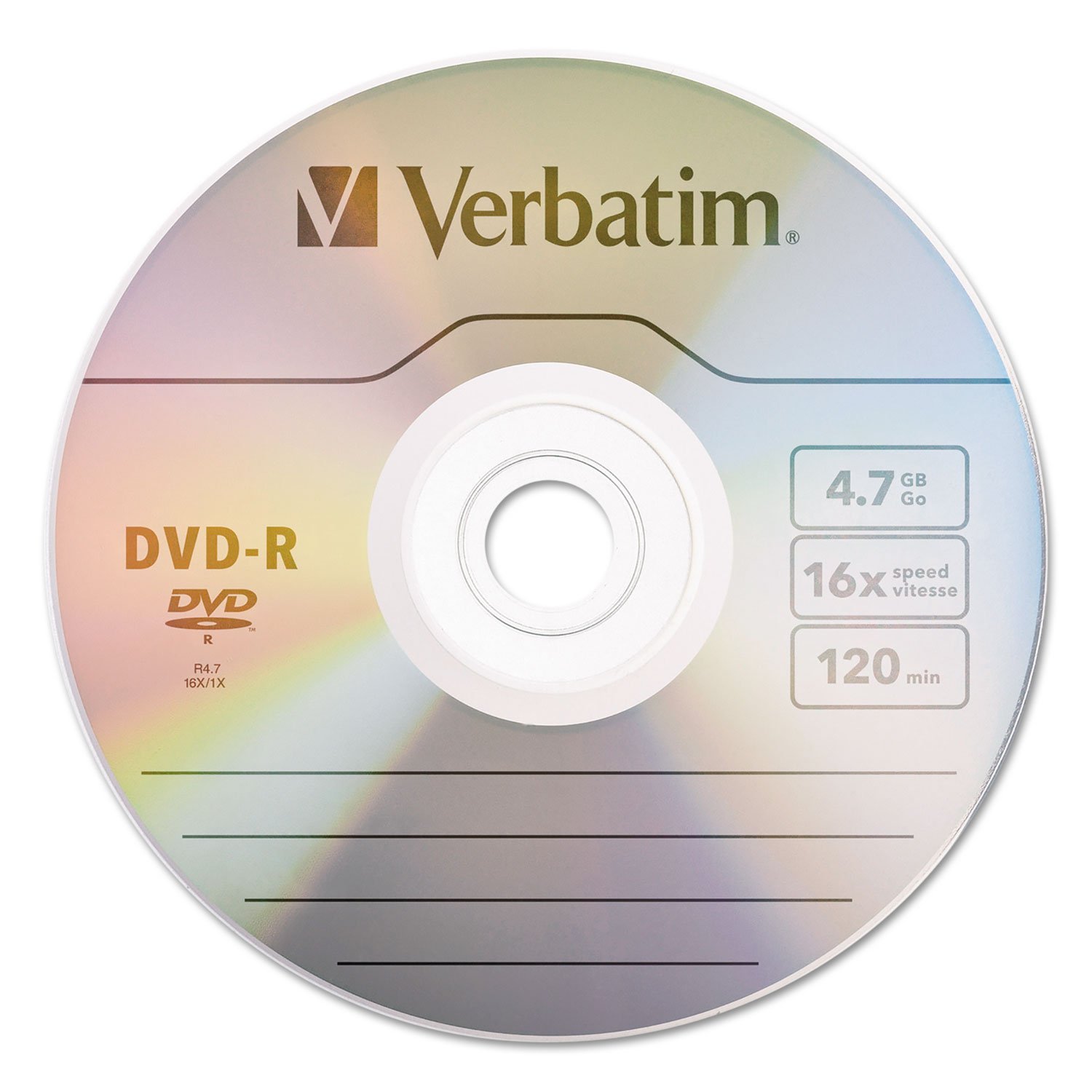 Verbatim 95102 DVD-R Discs, 4.7GB, 16x, Spindle, Silver, 100/Pack