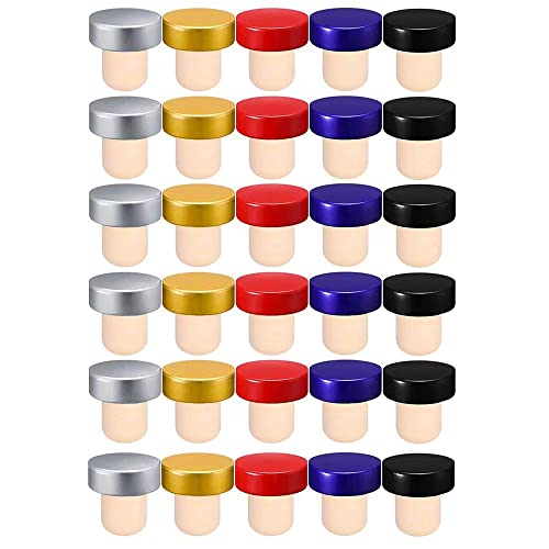 BestStarloop Wine Stoppers (Set of 30),Wine Silicone Caps Stoppers Bottle Sealer, Silicone Reusable Wine & Beverage Bottle Stoppers, Cork Replacement for Wine, Multicolor