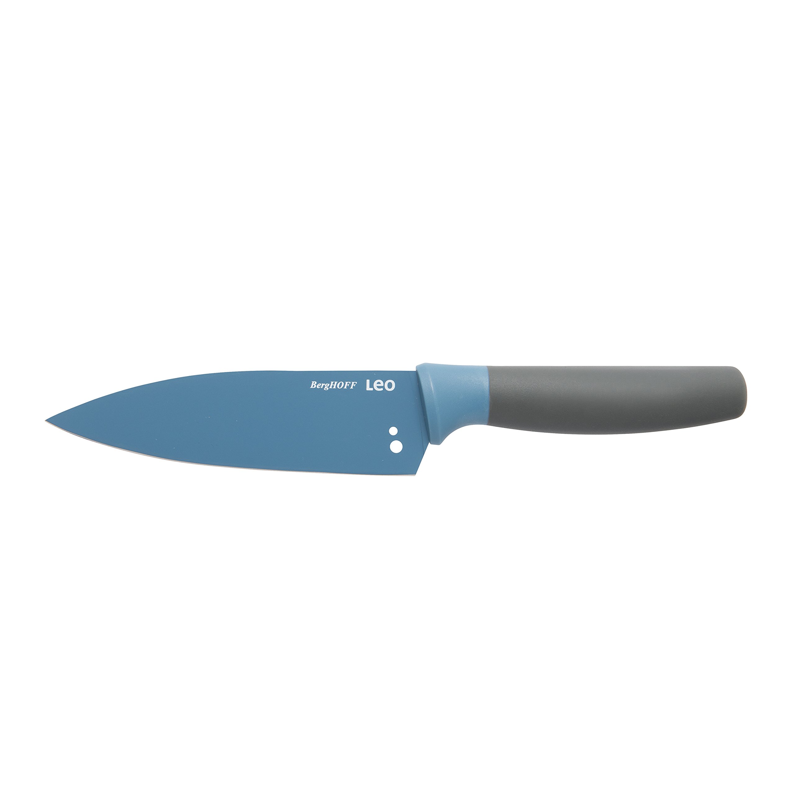 Berghoff LEO Non-stick Stainless Steel Sharp Serrated Blade Set of 3pc Knives PP Fitted Protective Sleeve Built-in Herb Stripper Soft-touch PP Soft Grip Handle