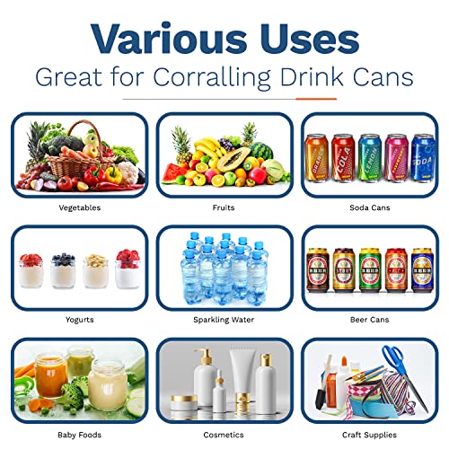 Can Drink Holder with Lid Organizer for Refrigerator, Freezer & Kitchen Cabinets - Space Saving Stackable Clear Can Organizer & Storage for Pantry Food, Canned Goods, Soda & Other Beverages (4-Pack)