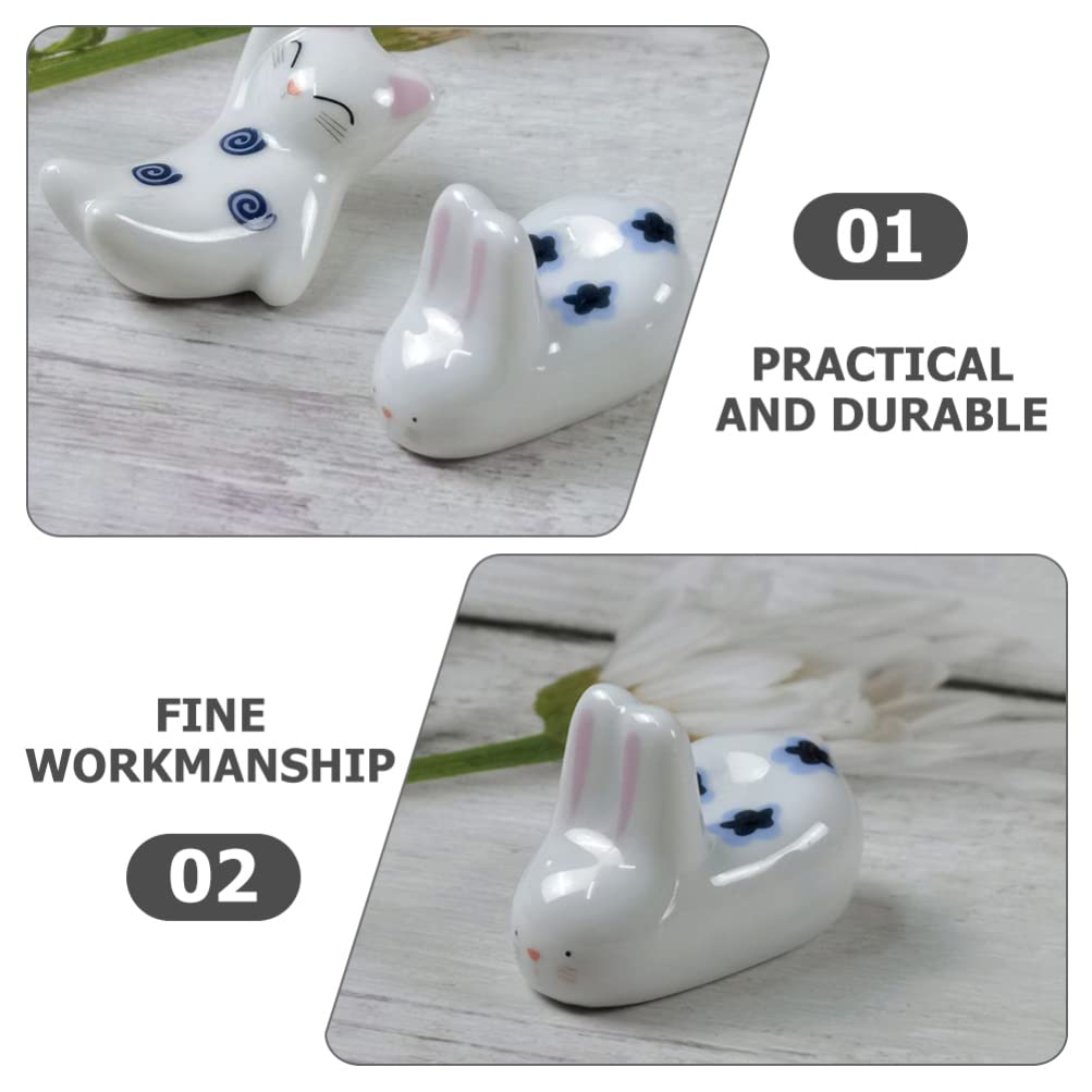 BESPORTBLE 3pcs Table Setting Chopstick Rest Rack Utensil Cutlery Pillow Rest for Chopsticks Easter Chopsticks Holder Miniature Cat Ceramic Rabbit Miniature Spoon Rest Cartoon Ceramics White