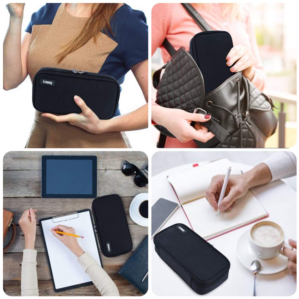 Chelory Big Capacity Pencil Case Large Pencil Bag Pouch Portable Pen Pencil Marker Cases Holder Multi Functional Office Stationery Storage Organizer Supplies Makeup Bag Men Women, Black