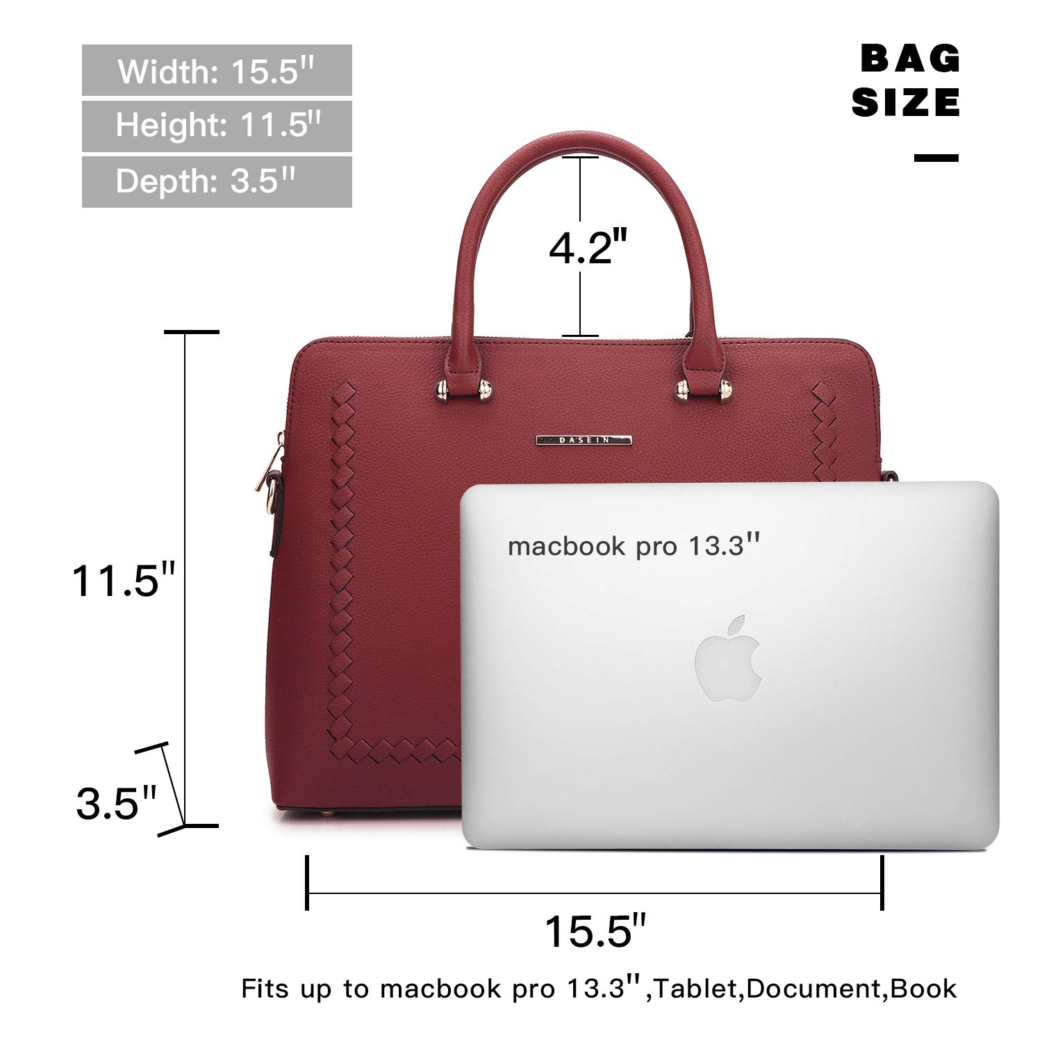 Dasein Women Woven Design Large Handbag Purse Vegan Leather Work Bag Tote Shoulder Bag