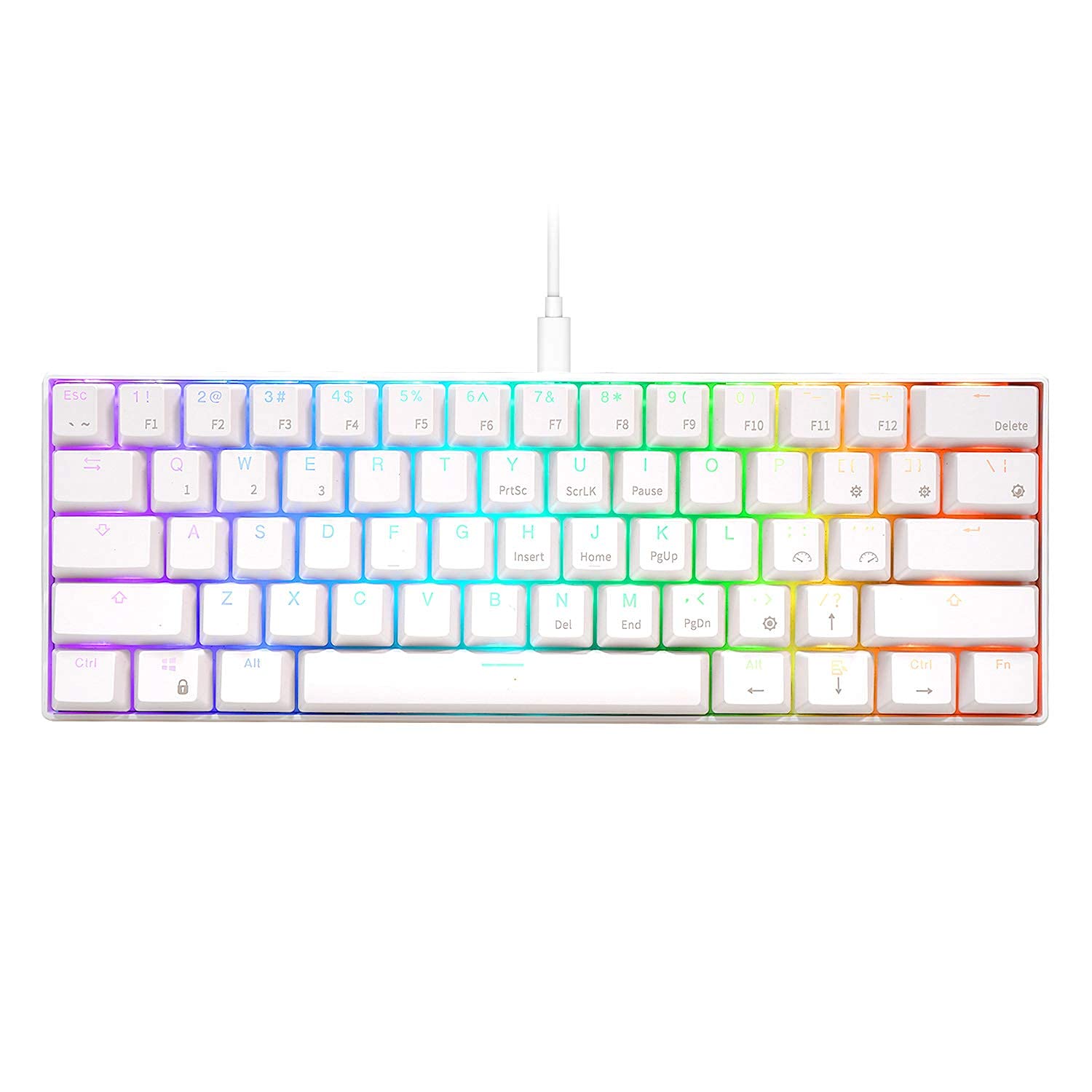 CMUNBBB RK61 Wired 60% Mechanical Gaming Keyboard RGB Backlit Ultra-Compact Hot-Swappable Brown Switch White (Color : White, Size : HotSwappable Brown Switch)