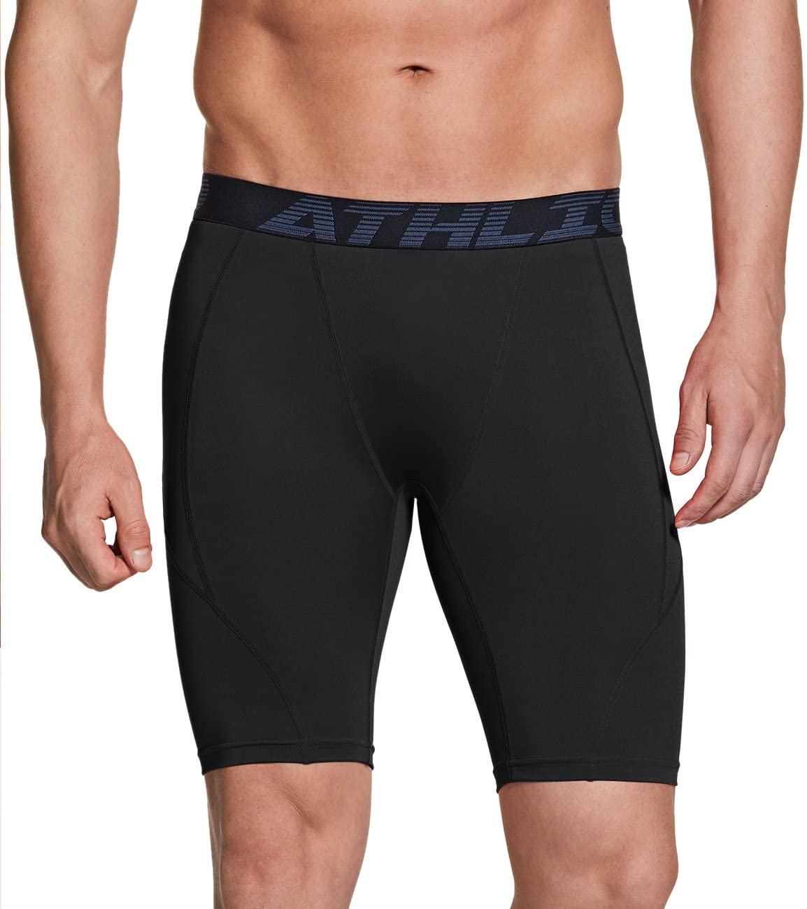 ATHLIO Men's Athletic Cool Dry Compression Shorts, Sports Performance Active Running Tights, 3pack Cool Dry Shorts Dim Black/Dim Black/Dim Black, Large
