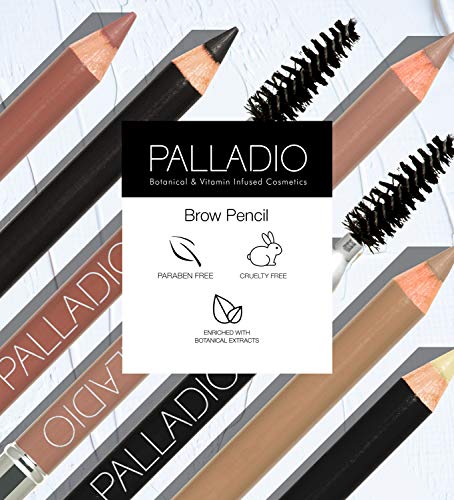 Palladio Beauty Brow Definer Pencil, Black Brown, Ultra Precise Twist-Up Eye Brow Pencil with Long-Staying Power, Spooley Brush Blends Color for Natural Finish, No Eyebrow Pencil Sharpener Required