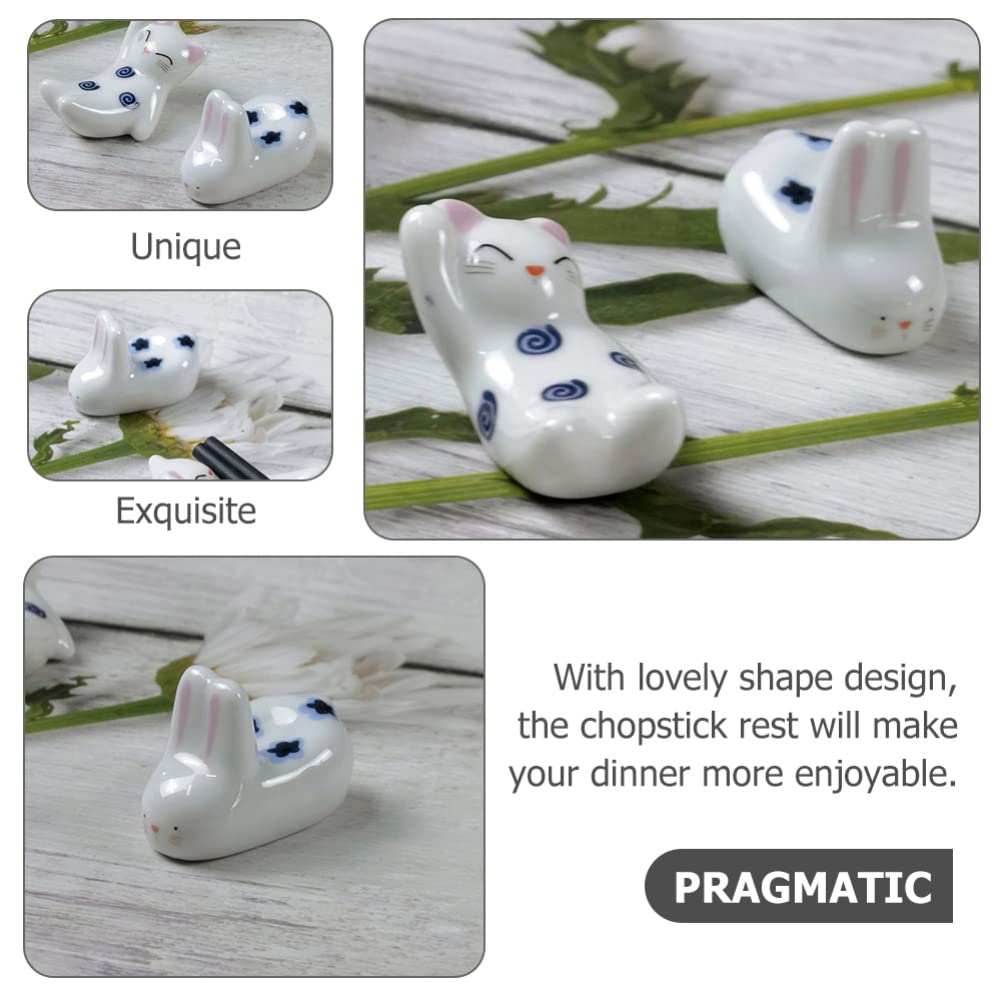 BESPORTBLE 3pcs Table Setting Chopstick Rest Rack Utensil Cutlery Pillow Rest for Chopsticks Easter Chopsticks Holder Miniature Cat Ceramic Rabbit Miniature Spoon Rest Cartoon Ceramics White