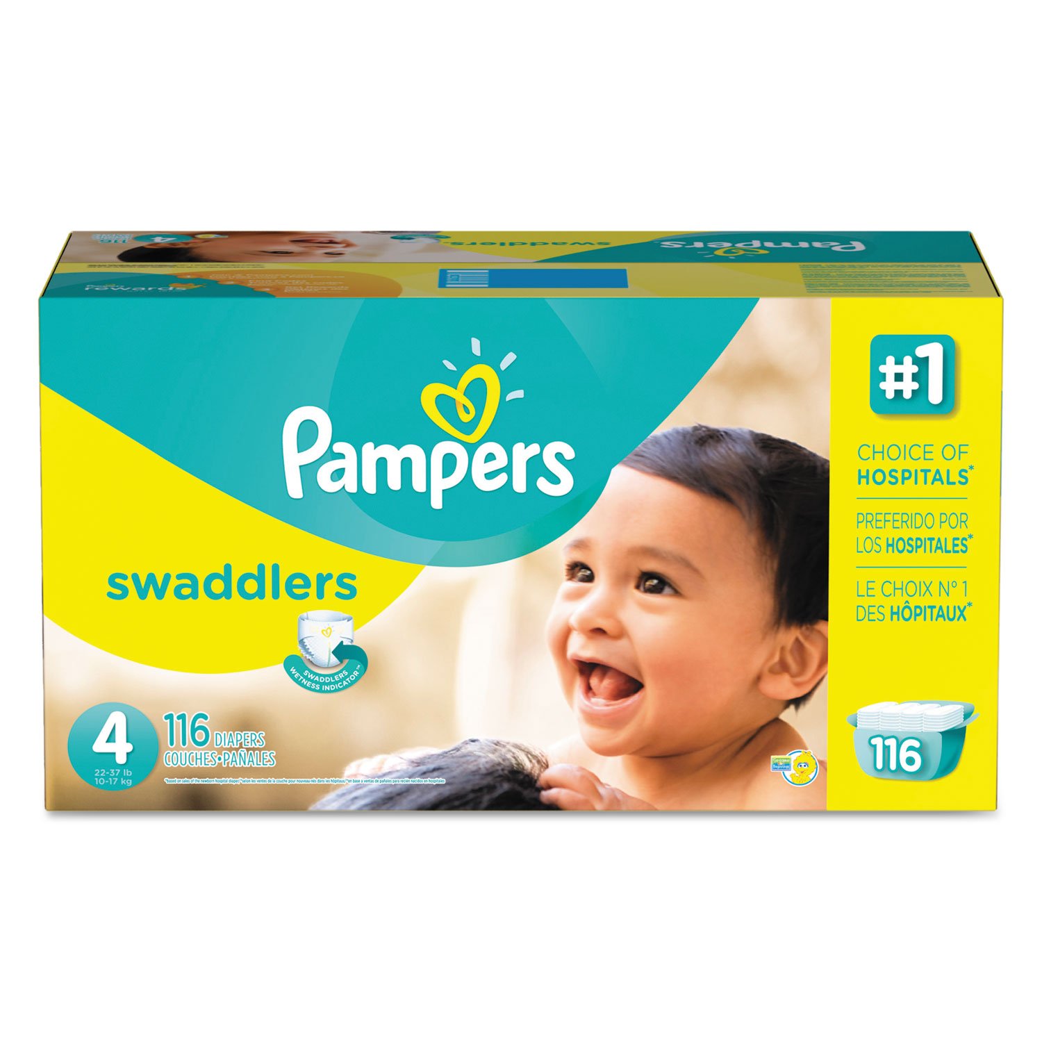 Pampers Size 4 Swaddlers Diapers, White, 116 Count