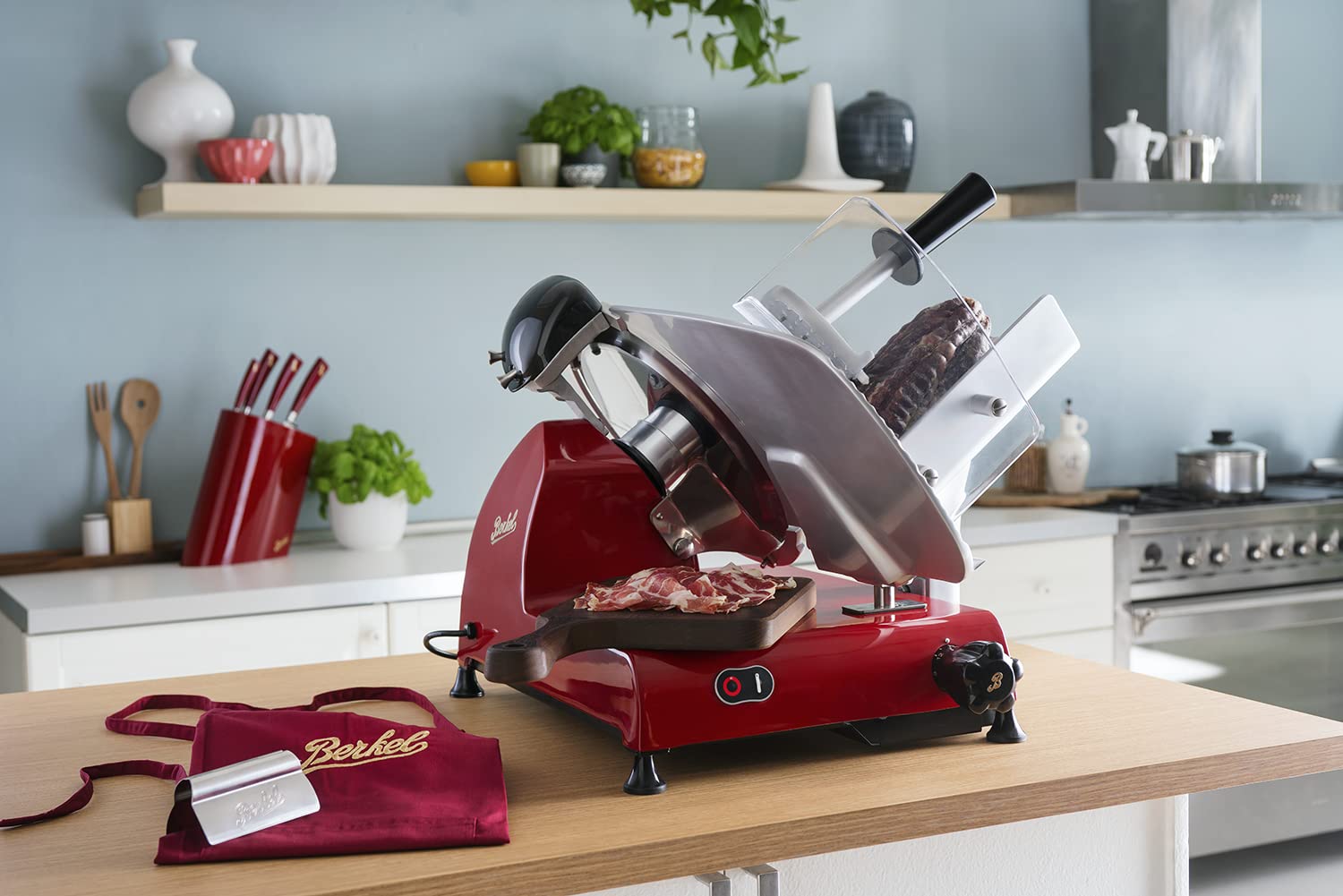 Berkel Red Line 250 Electric Food Slicer, Red, 10 inch Blade, Adjustable Thickness, Kitchen Appliance for Home Use