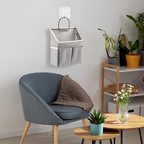 Canvas Door Closet Hanging Storage Basket Bag Pouch for Jewelry,Chargers,Mail,Keys,etc Wide Application Multiple Functions Durable, Grey