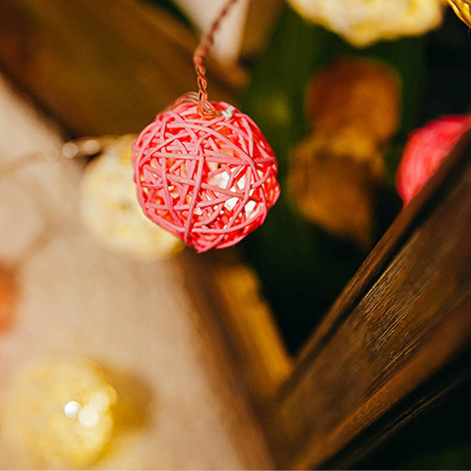 HaiMay 45 Pieces Wicker Rattan Balls Decorative for Vase Fillers,Bird Toys,Garden,Party,Wedding,Table Decoration,1.8 Inch(Pink)