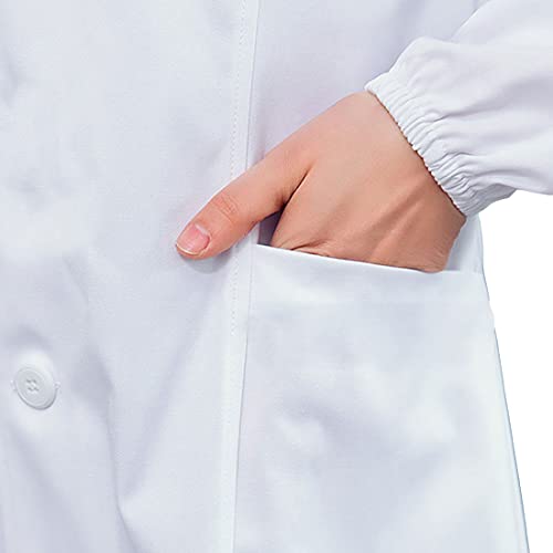 CLanItris Unisex White Lab Coat Long Sleeve Uniforms 40 inch Classic Fit with 3 Pocket (White, Medium), Medium Plus