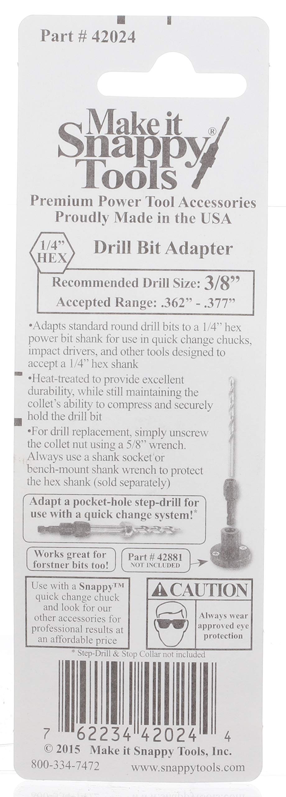 Make it Snappy Tools 3/8 Inch Quick Change Drill Bit Adaptor #42024