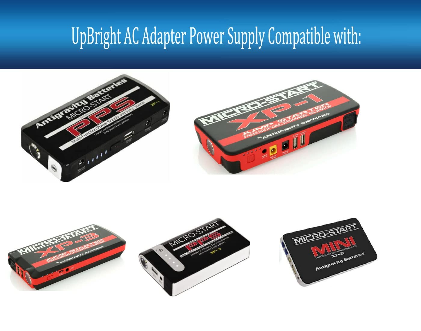 UpBright 15V AC/DC Adapter Compatible with Antigravity Batteries Micro Start PPS XP-1 XP-3 XP-5 XP10 AG-XP-10 HD Jump Starter AG-MSA-16 AG-MSA-17 AG-MSA-17C Personal Power Supply MicroStart Charger