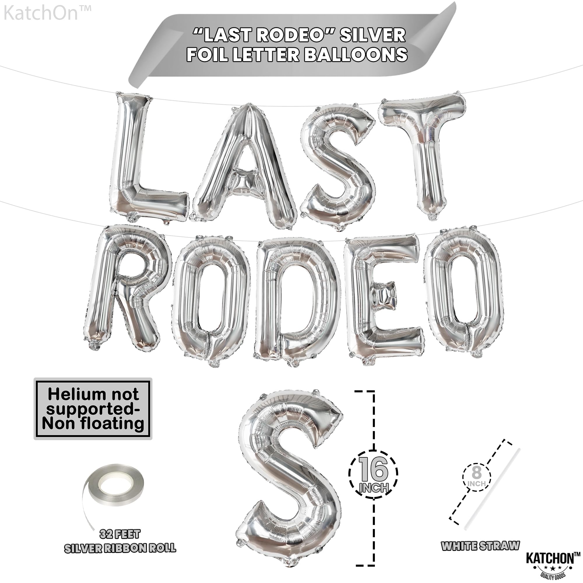 KatchOn, 15 pcs Last Rodeo Balloons Set - Silver, Disco Ball, Cowgirl Boots - Bridal Shower, Wedding, Birthday Decorations