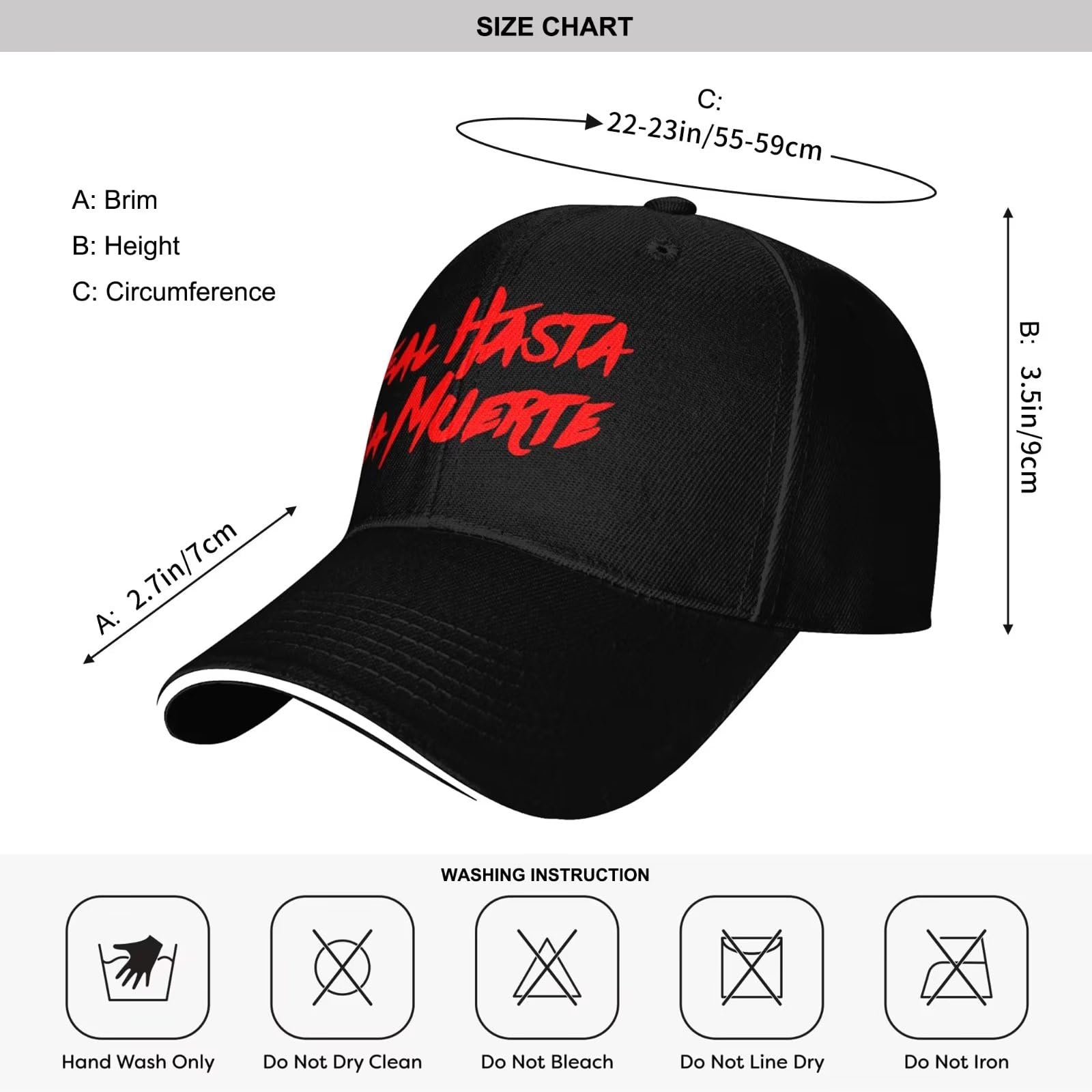 Anuel-AA Hat Adult Unisex Cool Real-Hasta-La-Muerte Hat Adjustable Sandwich Baseball Hats for Men&Womens Black