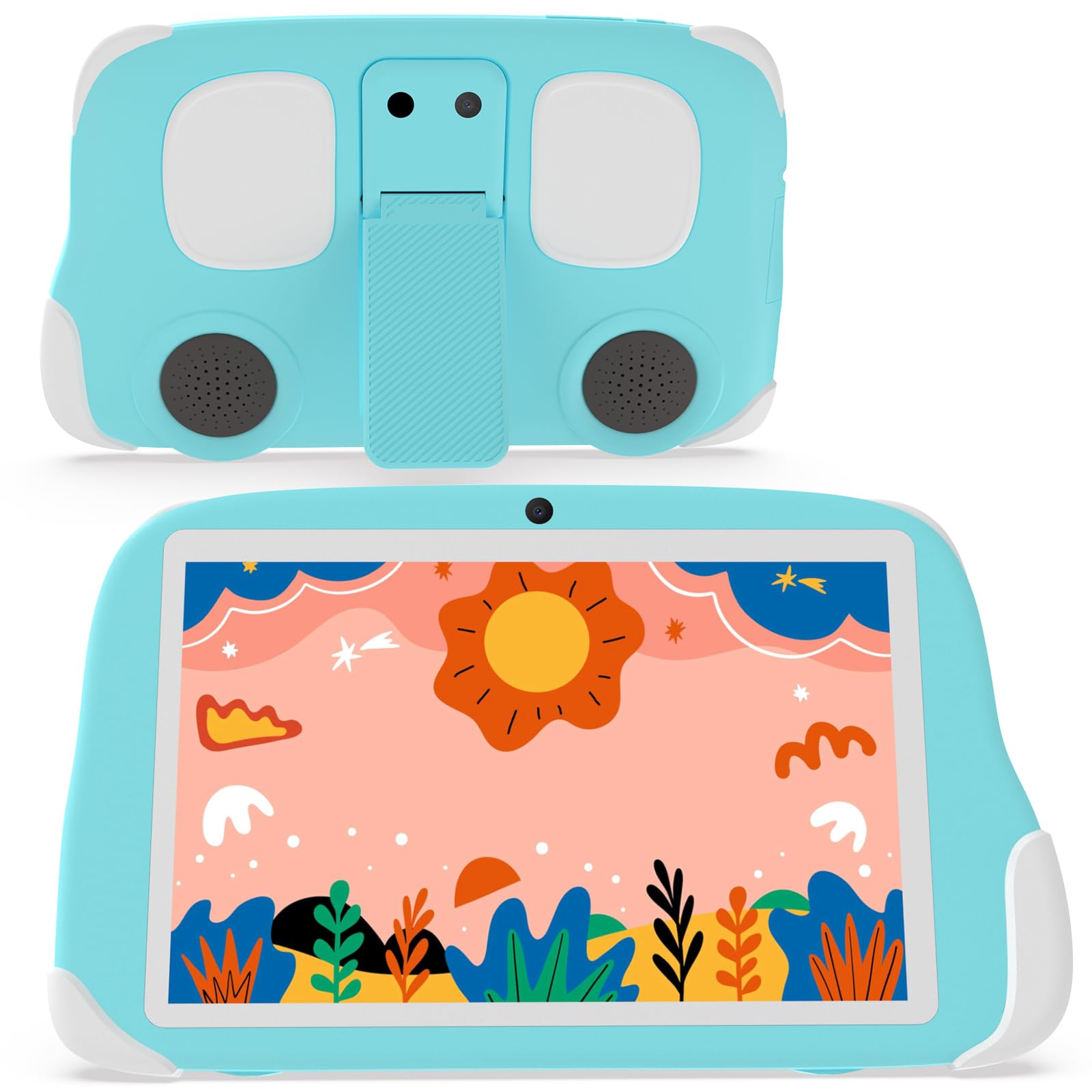 BYANDBY Kids Tablet 8 inch, Android 12 Tablet for kids, 1280×800 HD Touch Screen, 2+32GB, 512GB Expand Tablet PC, Games, Wi-Fi, Dual Camera, Gift for boys(Sky Blue