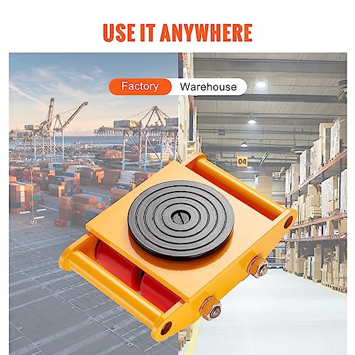 BestEquip Machinery Mover 13200LB Capacity Machinery Skate 4 Wheels Dolly Skate Roller with 360 Degree Rotation Cap (13200LB Capacity)