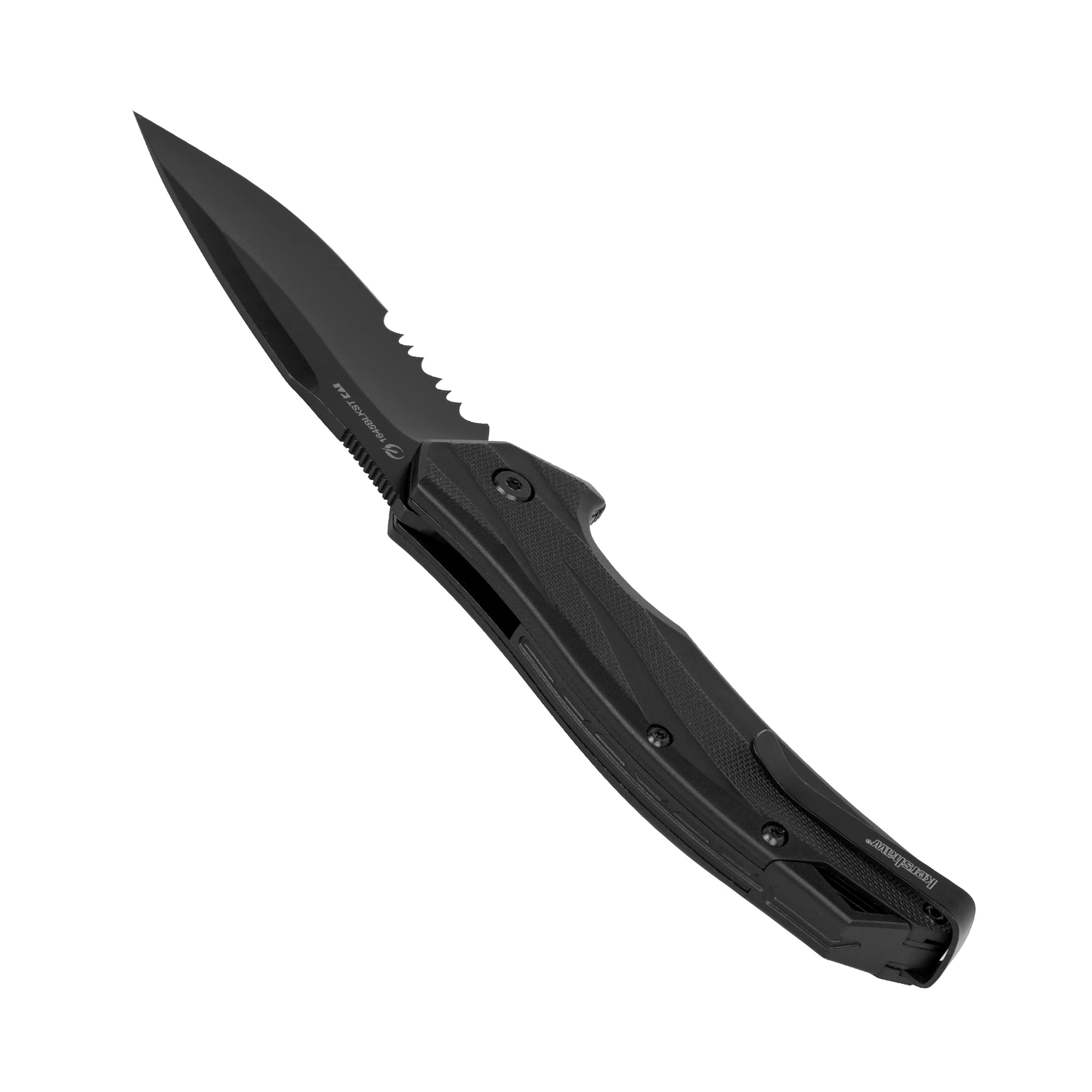 Kershaw Lateral Folding Pocket Knife, Black Serrated 3.1 inch Blade, Every Day Carry, Pocketclip
