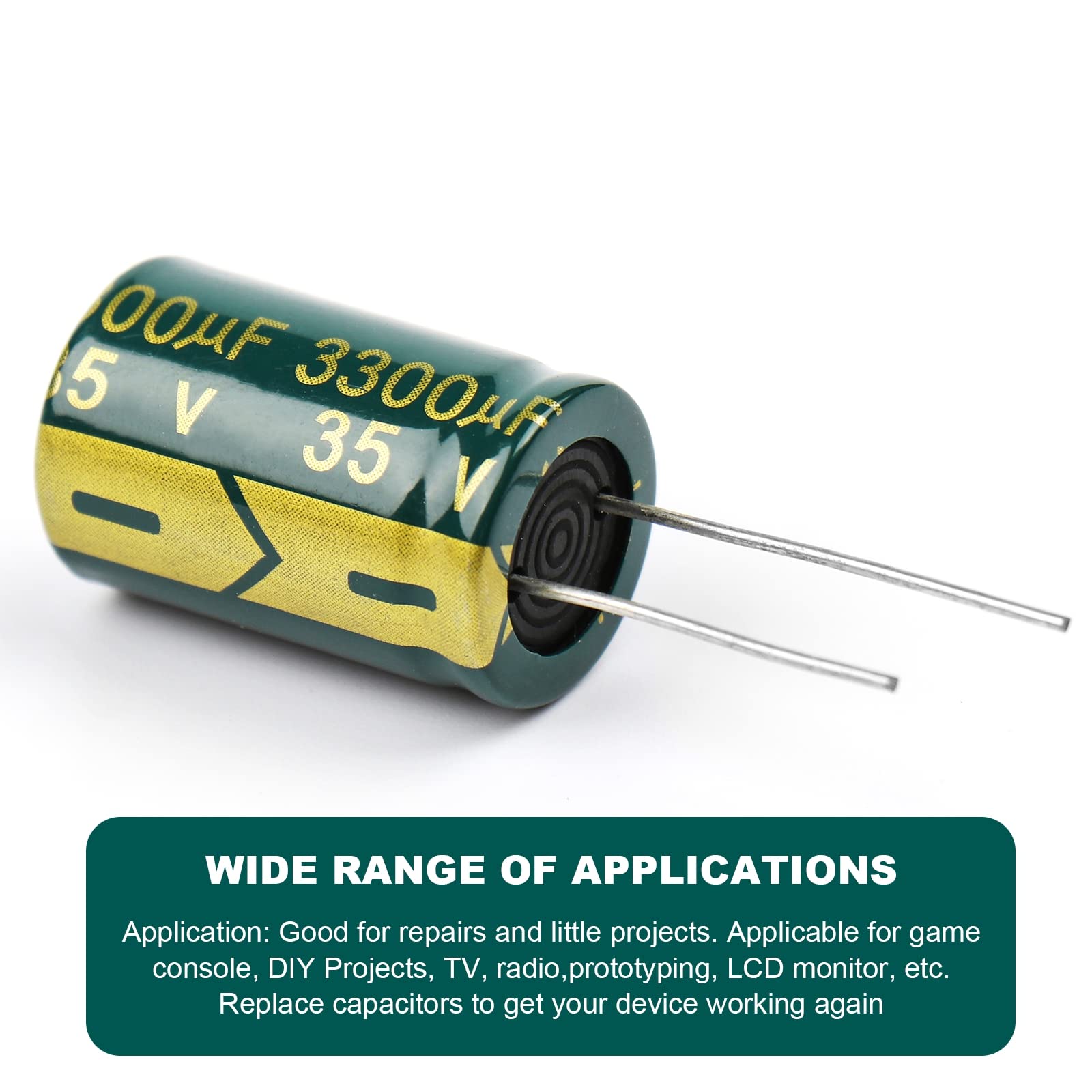 BEEYUIHF 3300UF MFD Capacitor 35V3300UF 16x25mm Aluminum Electrolytic Capacitors ±20% -40℃ to +105℃ (Pack of 5 Pcs)