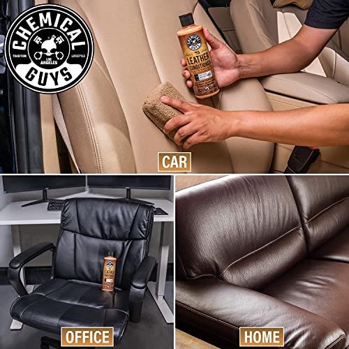 Chemical Guys SPI_109_04B Leather Cleaner and Conditioner Complete Leather Care Kit (2 - 4 fl oz Bottles) with ACC_S95 Long Bristle Horse Hair Leather Cleaning Brush, 1 Pack (3 Item Bundle)
